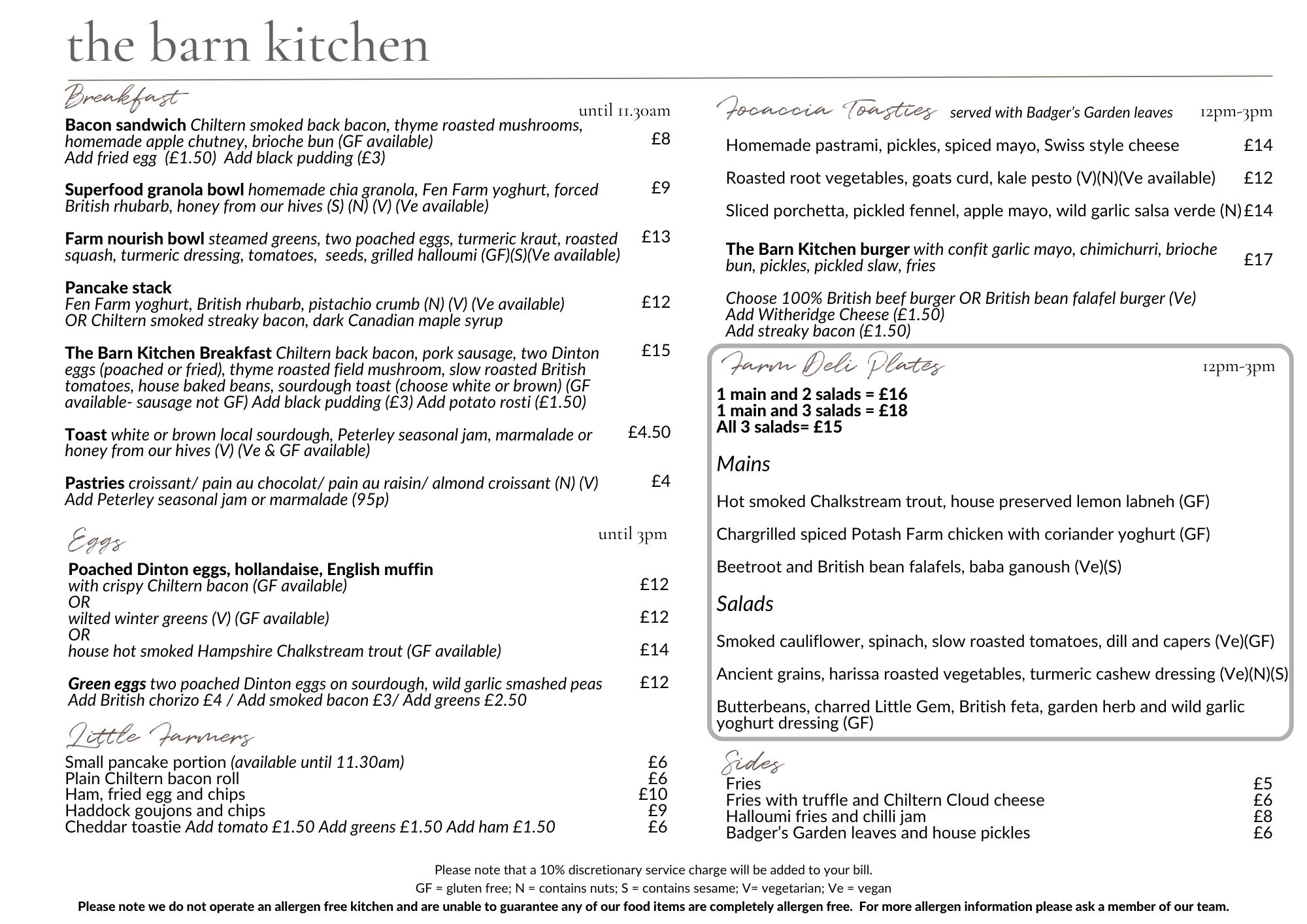 Barn Kitchen – main menu | Peterley Manor Farm