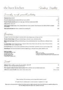 Barn Kitchen – Friday night menu | Peterley Manor Farm